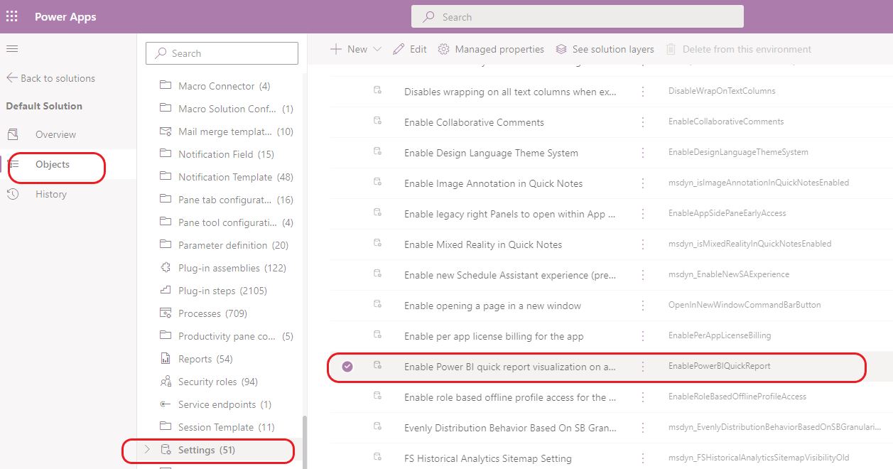 Workaround on how to enable the Power BI quick reports feature in model ...
